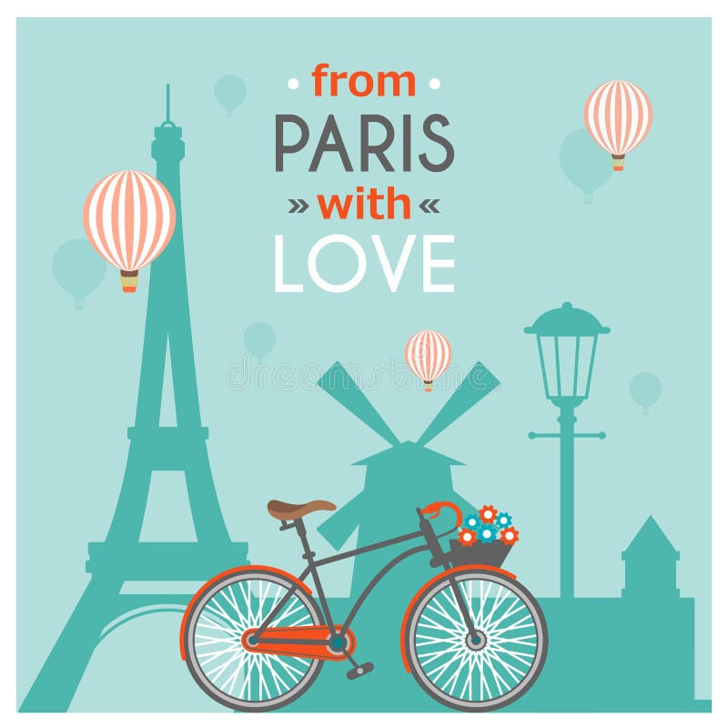 Paris Post Card stock vector. Illustration of coffee - 76533938