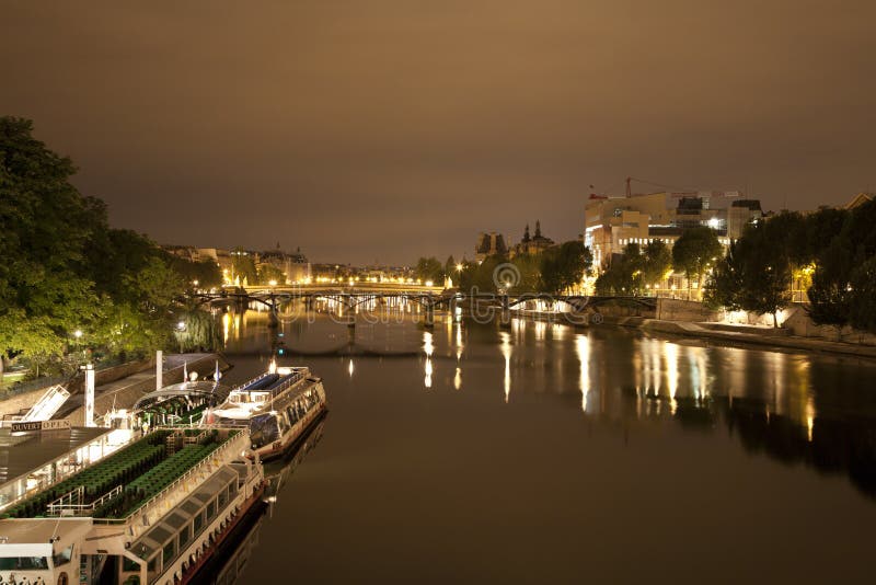 Paris - Riverside in the Night Stock Image - Image of storm, waterfront ...