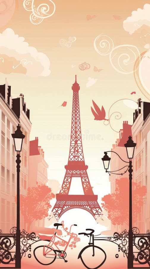 Paris Romantic Background. Illustration Generative AI Stock ...