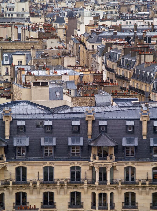 A vieww of Paris rooftops stock image. Image of cityscape - 9120321
