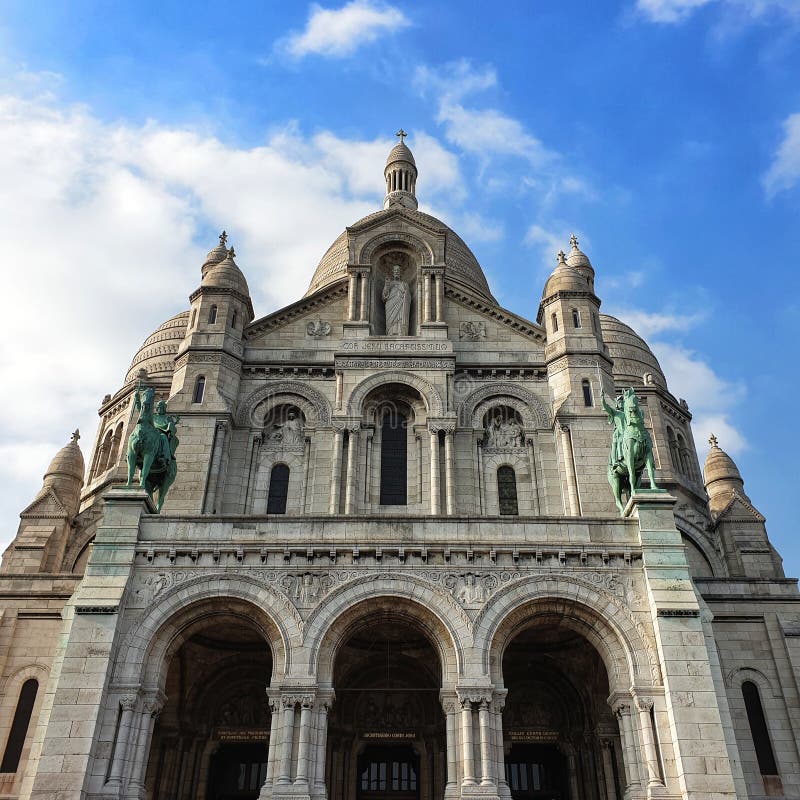Paris Sacre Coeur Cathedral Front Stock Image - Image of paris, sacre ...
