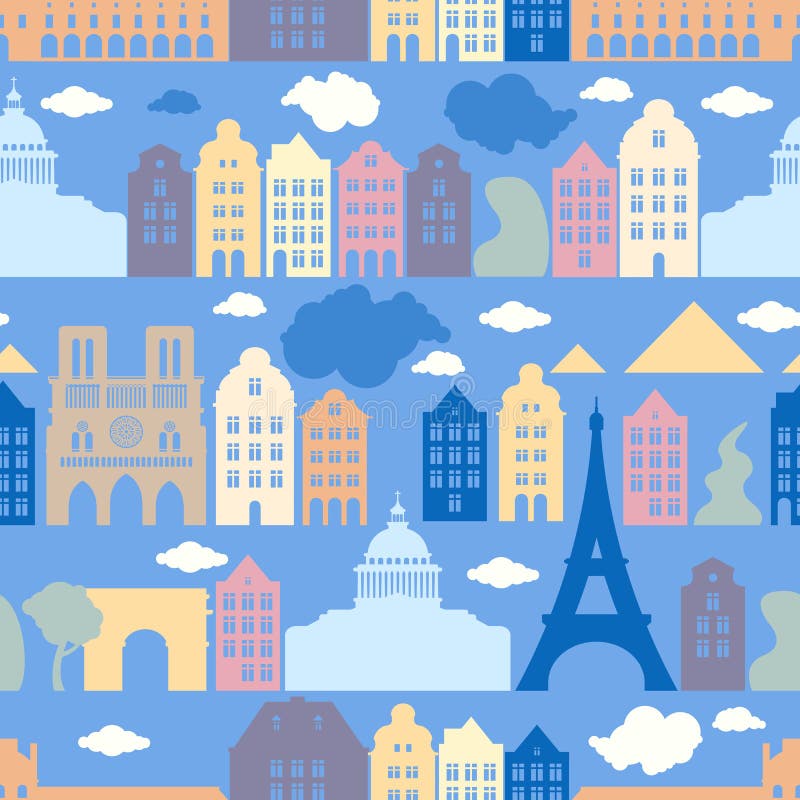 Seamless Pattern with France, the City of Paris. the Architecture of ...