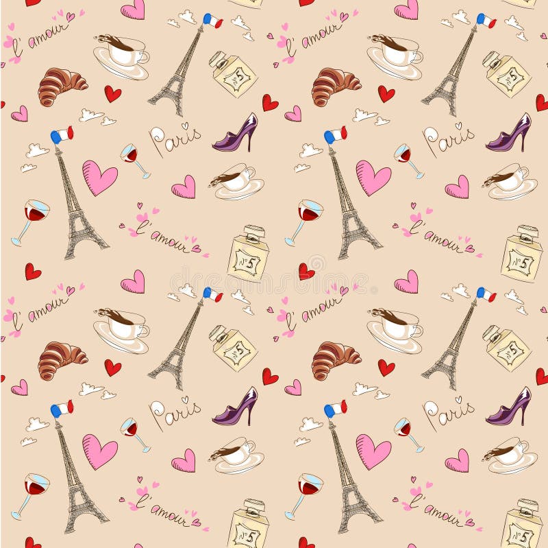 Paris seamless pattern stock vector. Illustration of background - 22690292