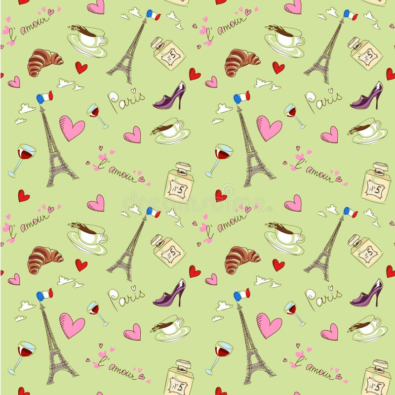 Paris seamless pattern stock vector. Illustration of cover - 23254666