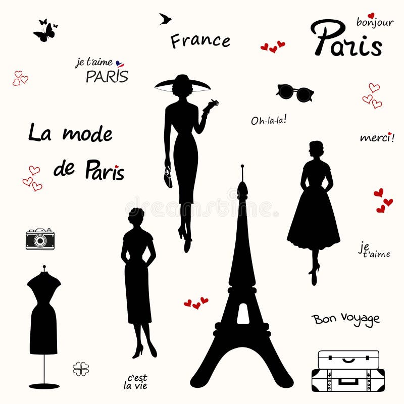 Paris Sketch Illustration. Set of Hand Drawn Design Elements Stock ...