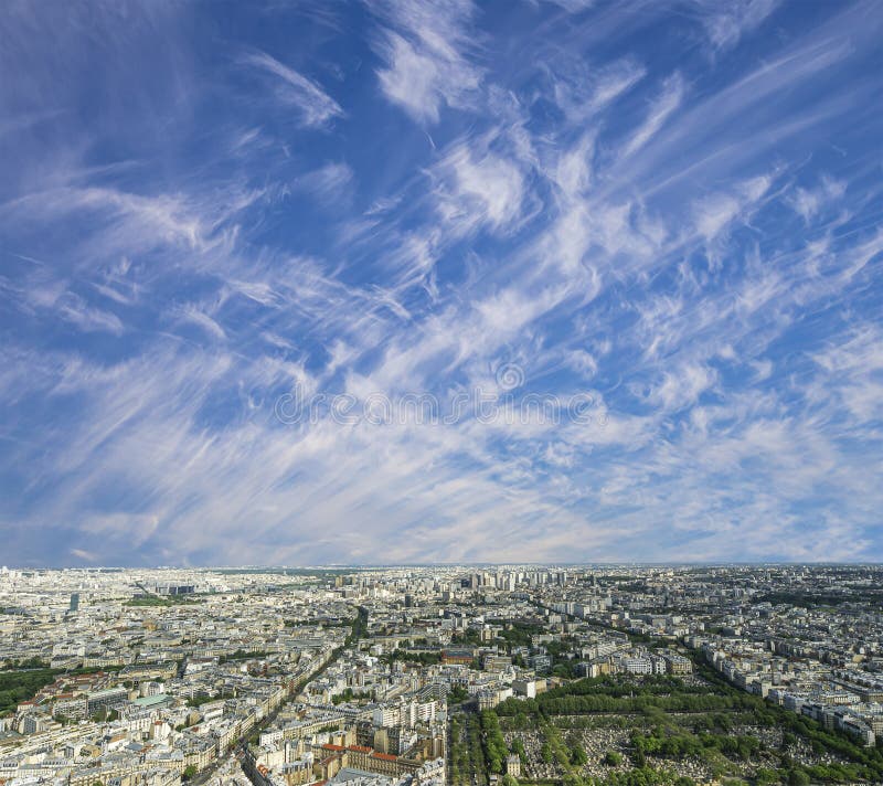 Paris Skyline (cloudy Summer Day) , France Stock Image - Image of ...