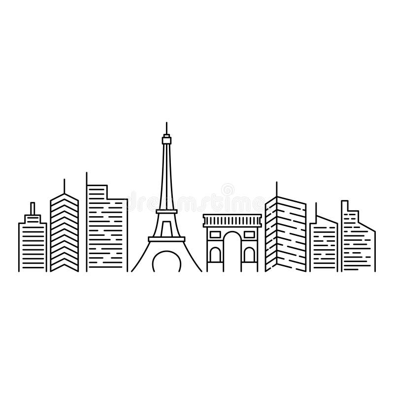 Paris skyline drawing stock vector. Illustration of structure - 362477545