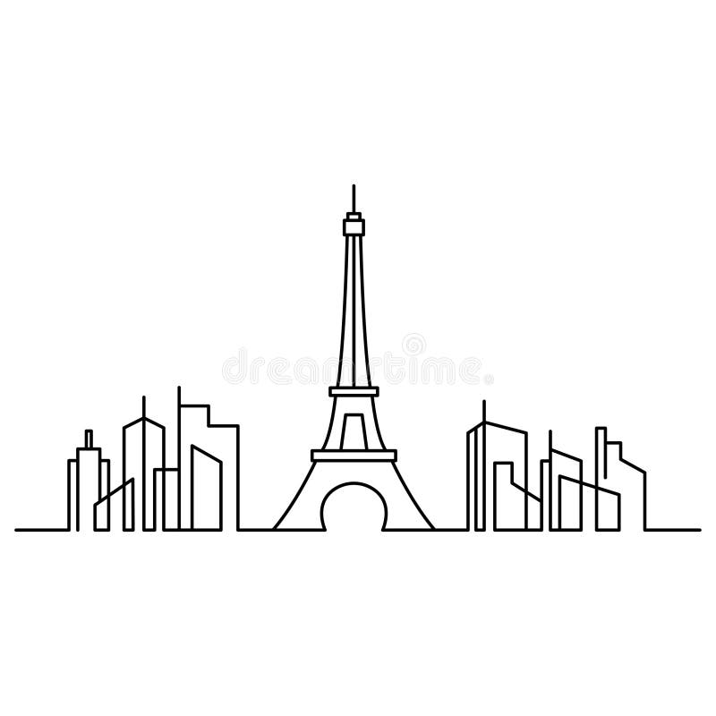 Paris skyline drawing stock vector. Illustration of beautiful - 365468801