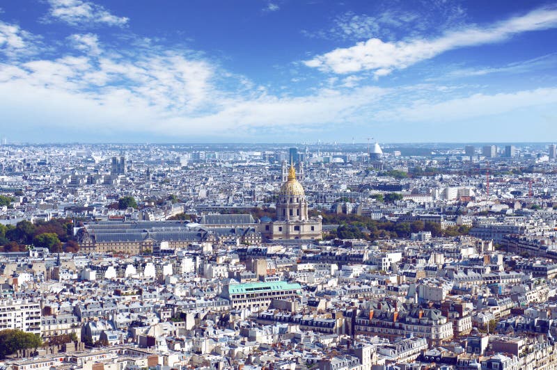 The Paris Skyline from Eiffel Tower Stock Image - Image of palace ...