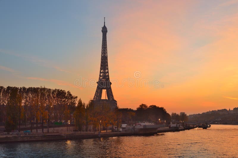 Paris at sunset stock image. Image of destinations, outdoors - 245930089