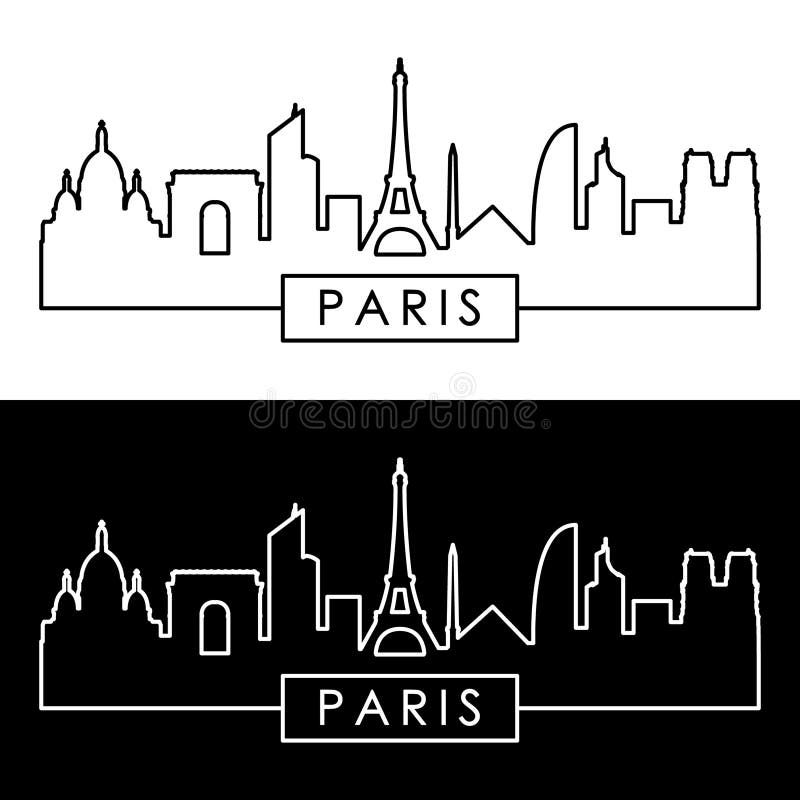 Paris Skyline. Linear Style Stock Illustration - Illustration of french ...