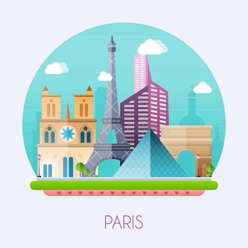Paris. Skyline and Vector Landscape of Buildings and Famous La Stock ...