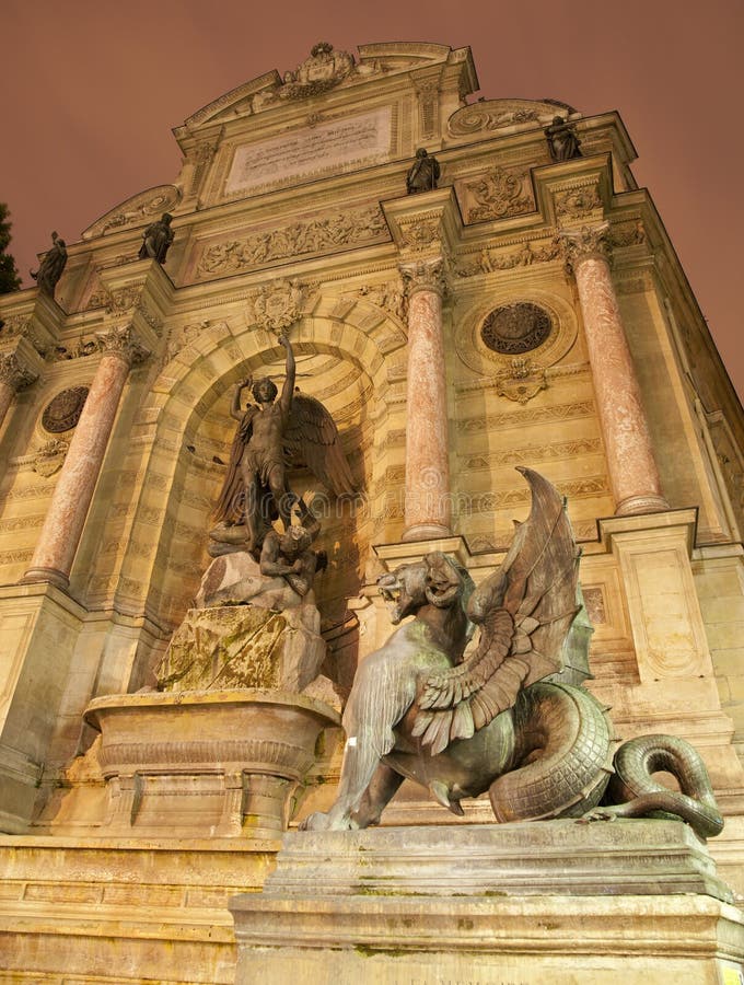 Paris - St. Michael Fountain Stock Image - Image of faith, paris: 21114159
