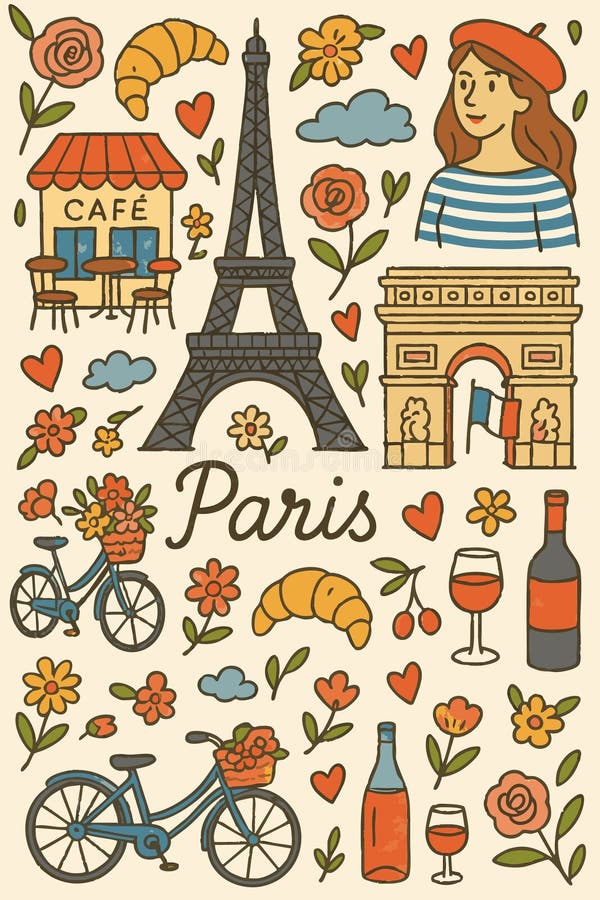 Paris Street Print Design in Vector Stock Vector - Illustration of ...