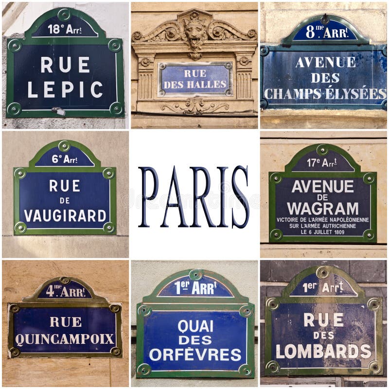 Paris street signs stock vector. Illustration of boulevard - 52705181