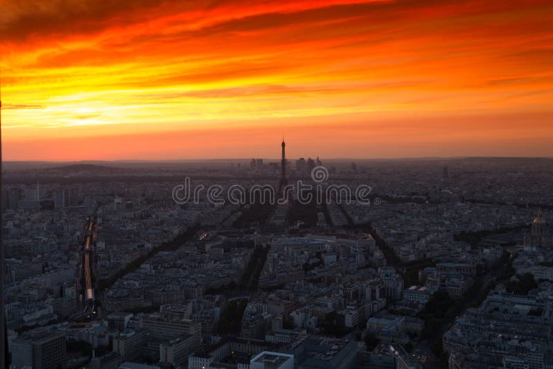 Paris at sunset stock image. Image of eiffel, cityscape - 77053779