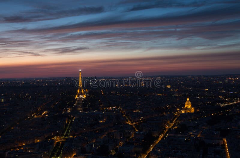 Paris at sunset stock image. Image of landscape, montparnasse - 77224923