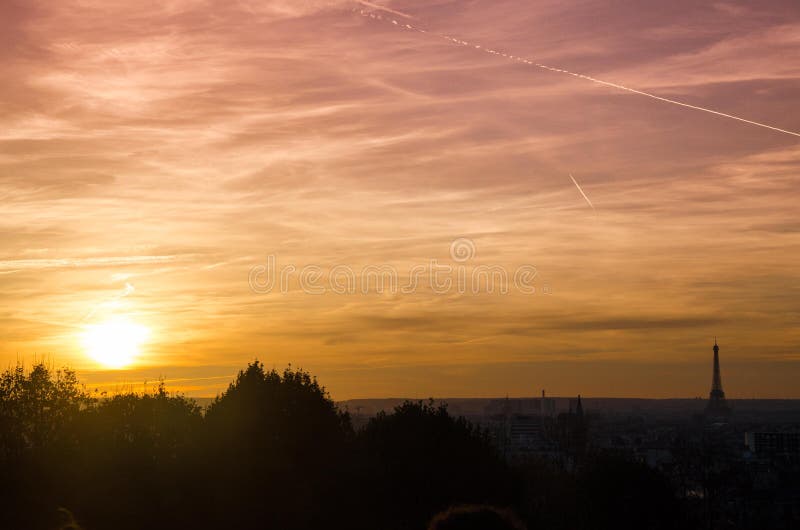 Paris Sunset stock image. Image of cityscape, paris, colored - 63245425