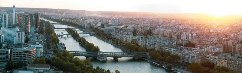Paris at Sunset. Panoramic View of Paris from Above Stock Photo - Image ...