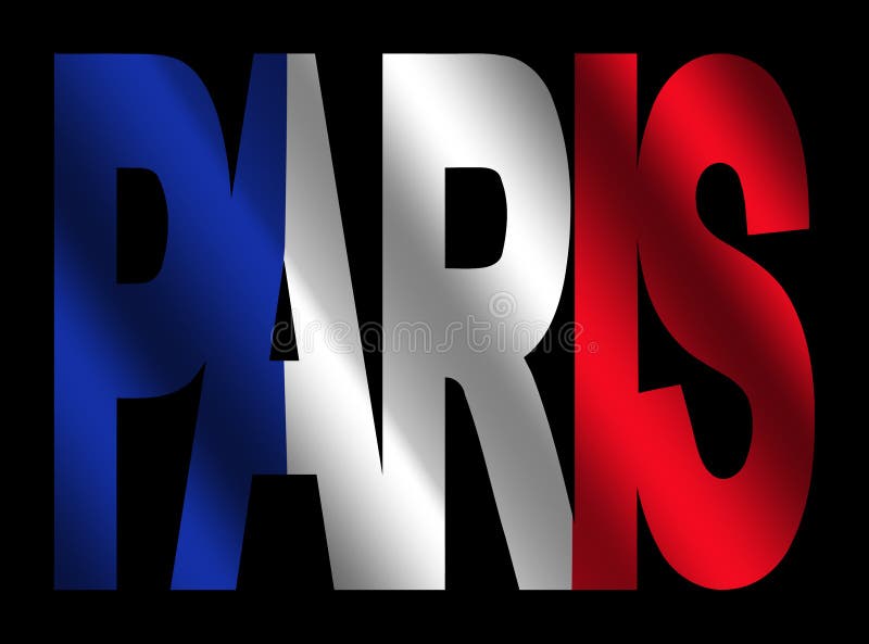 Paris Text with French Flag Stock Illustration - Illustration of ...