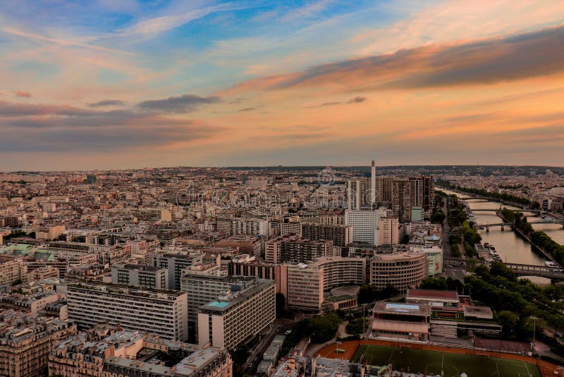 Paris Top View , during Golden Sunset . Editorial Stock Image - Image ...