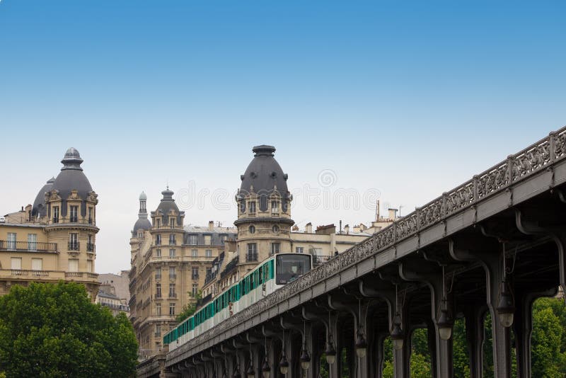 Paris. Train of Underground Goes on Bridge Stock Image - Image of ...