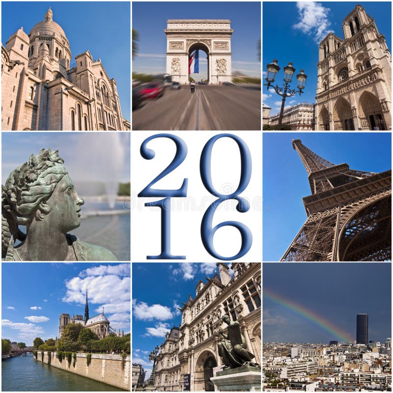 2016 Paris Travel Collage Card Stock Photo - Image of europe, greeting ...