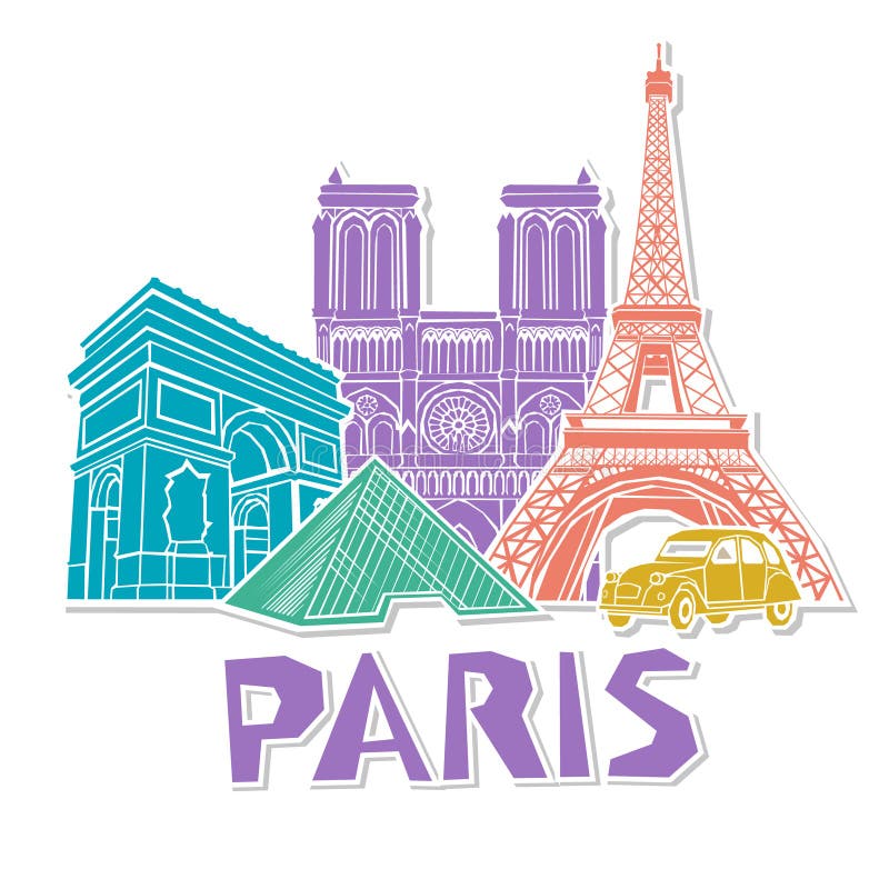 Paris Travel Icon Set. Vector Editorial Stock Photo - Illustration of ...