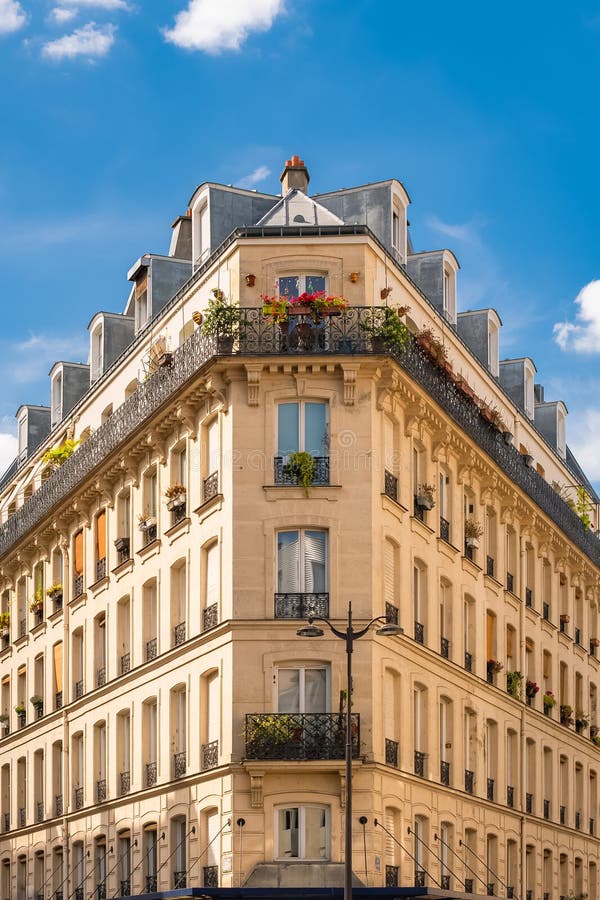 Paris, typical building stock photo. Image of haussmann - 204169638