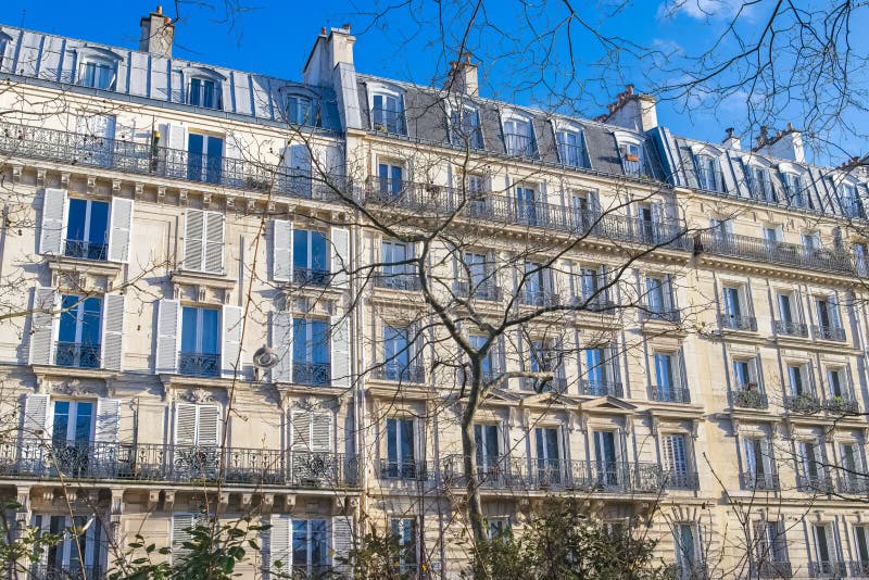 Paris, typical facade editorial image. Image of haussmann - 266549310