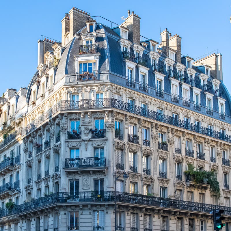 Paris, typical facade stock photo. Image of destination - 171364098