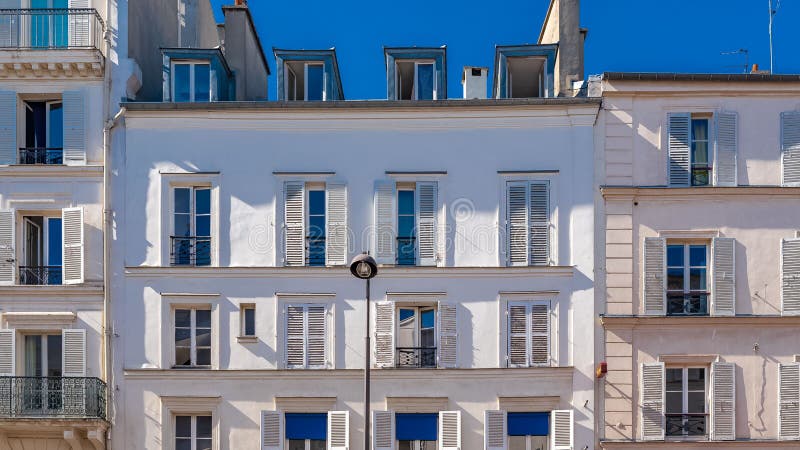 Paris, Typical Facade and Windows Stock Image - Image of facade ...