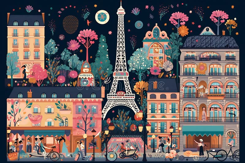 Paris Urban Landscape. Pattern with Houses Stock Illustration ...