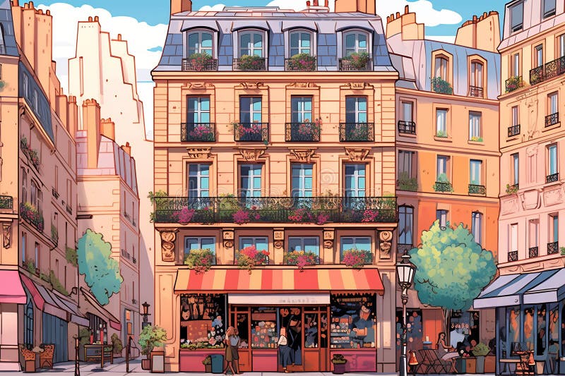 Paris Urban Landscape. Pattern with Houses Stock Image - Image of ...