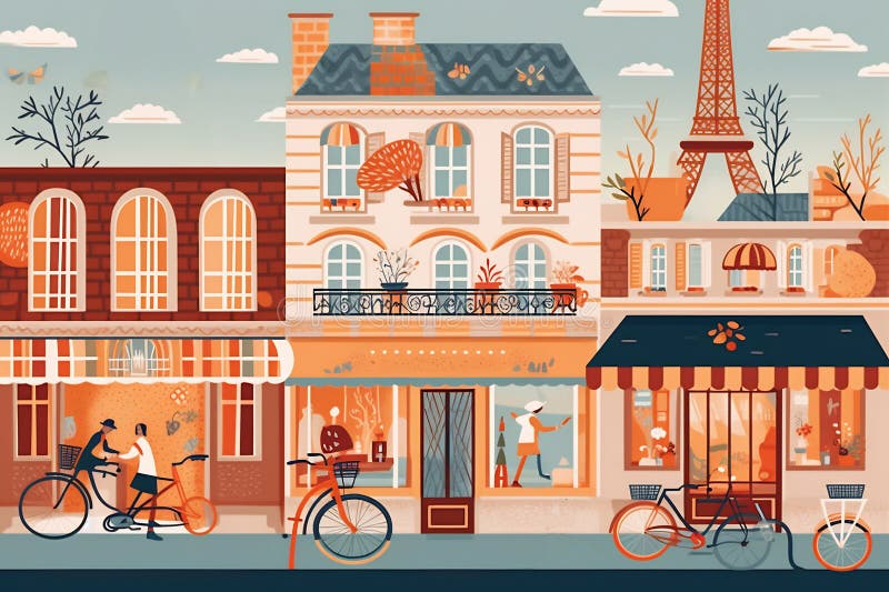 Paris Urban Landscape with Cityscape Silhouette. Pattern with Houses ...