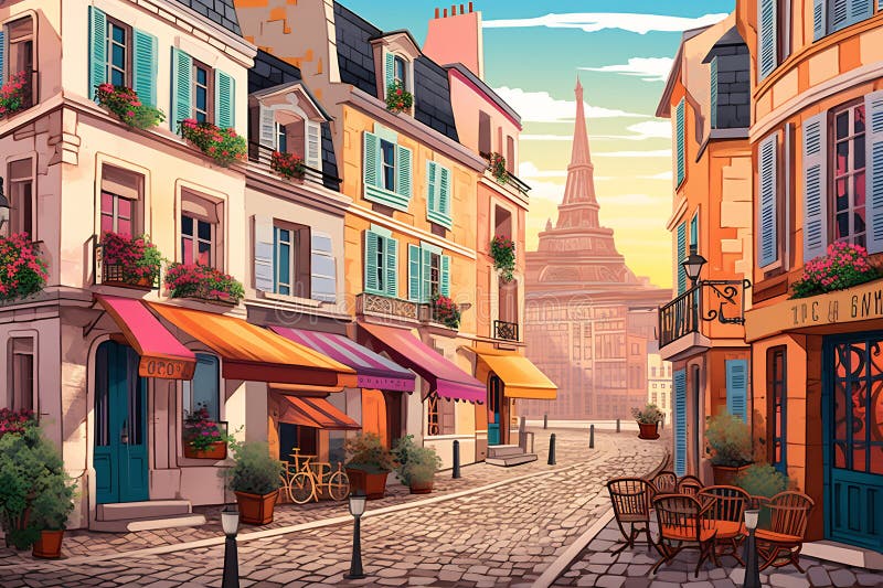 Paris Urban Landscape with Cityscape Silhouette. Pattern with Houses ...