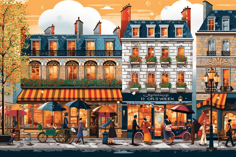 Paris Urban Landscape. Pattern with Houses Stock Photo - Image of ...