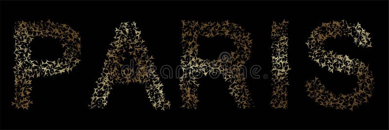 Paris Vector Calligraphic Illustration in Gold Style. Stock Vector ...