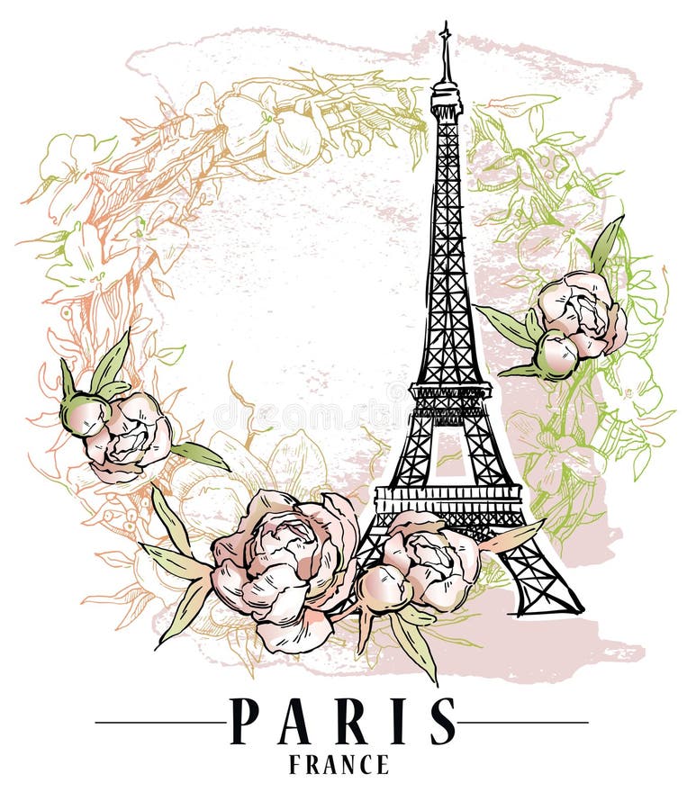 Paris Vector Illustration. Floral Backround, Vector Illustration. Stock ...