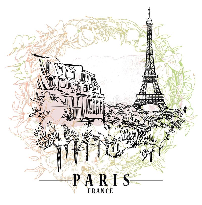 Paris Vector Illustration. Floral Backround, Vector Illustration. Stock ...