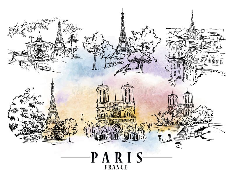 Paris vector illustration. stock vector. Illustration of postal - 104424470