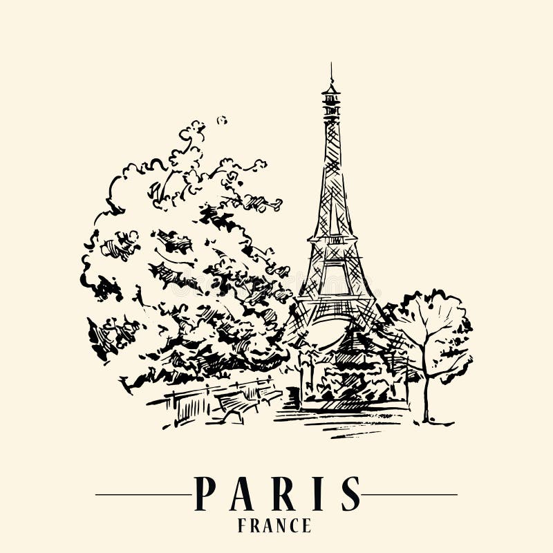 Paris vector illustration. stock vector. Illustration of sketch - 104424735