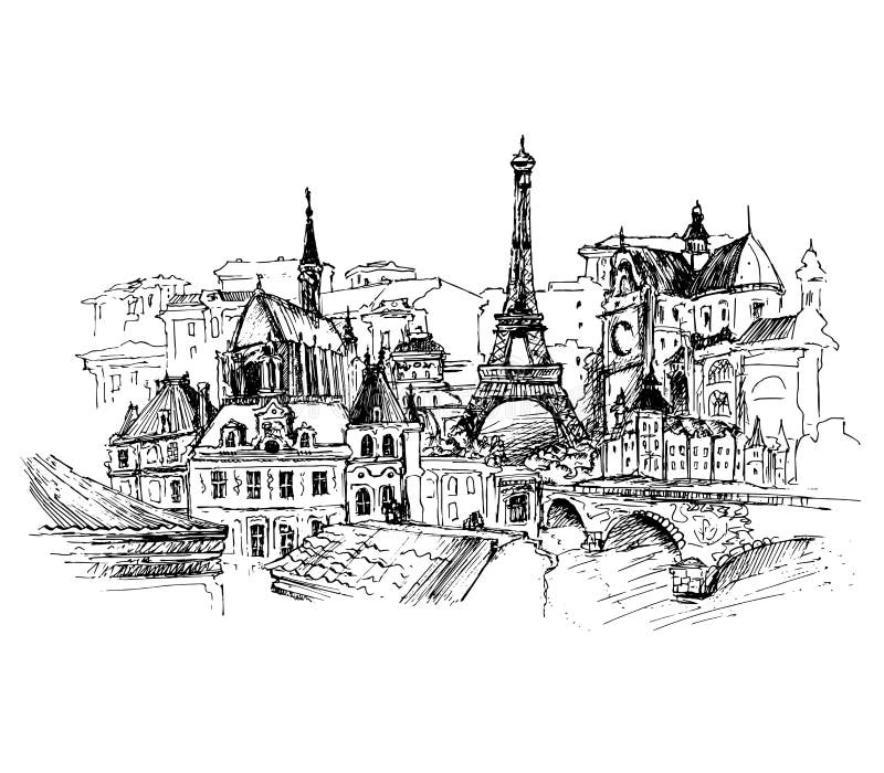 Paris, vector illustration stock vector. Illustration of pattern - 65980595