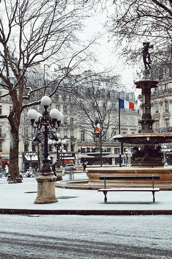 Paris in Winter, Snow in Paris, Opera District, Capital of France ...