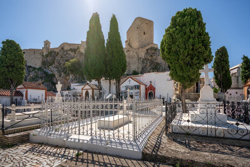 Parish Cemetery and Olvera Castle Tower - Olvera, Andalusia, Spain ...