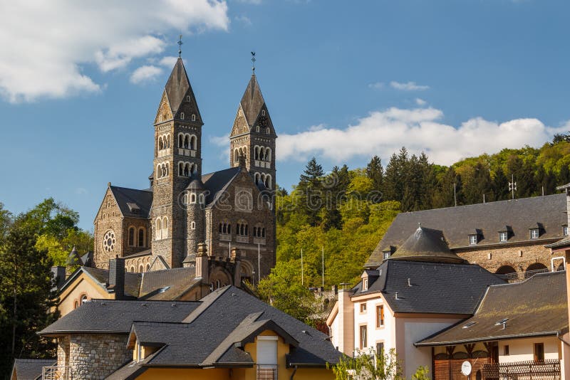 Parish church in Clervaux stock image. Image of building - 90392499