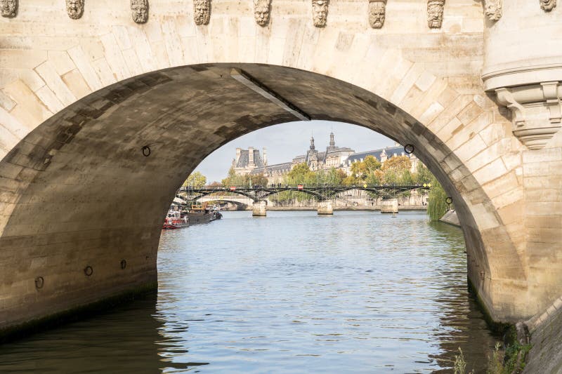 Parisian bridge arch stock image. Image of people, city - 274388409