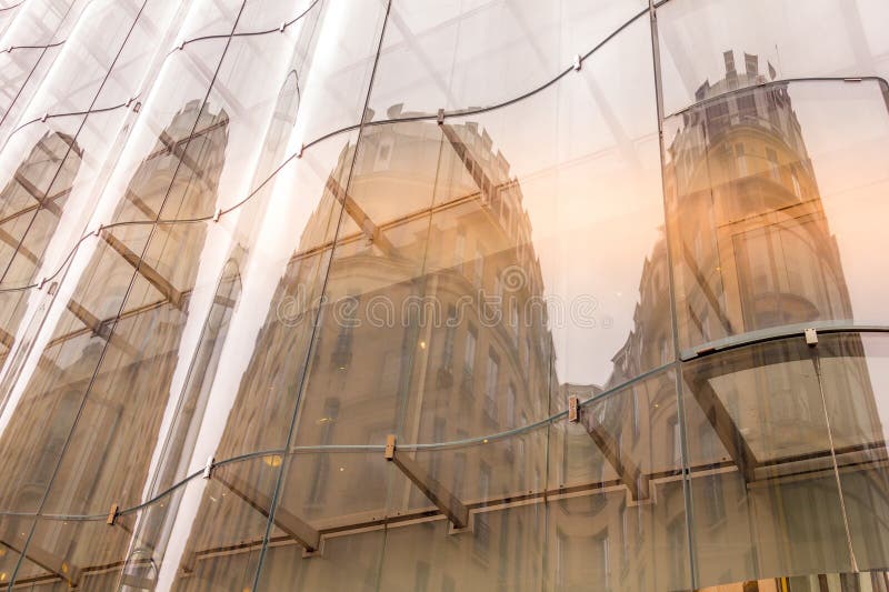 Parisian Buildings Reflected in a Mirror Wall Stock Image - Image of ...