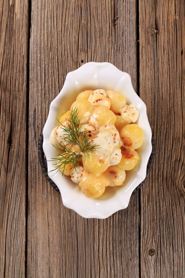 Parisian Potatoes with Mozzarella Cheese Stock Image - Image of fried ...