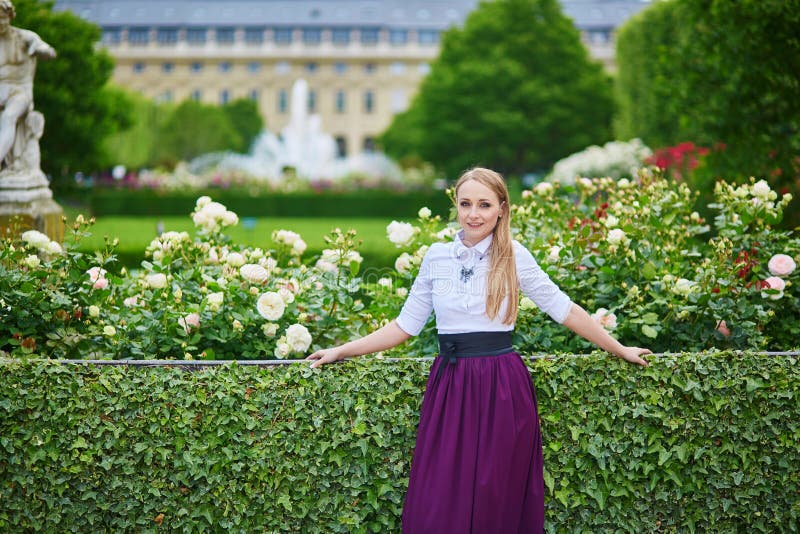 Parisian Woman in Palais Royal Stock Photo - Image of european, people ...